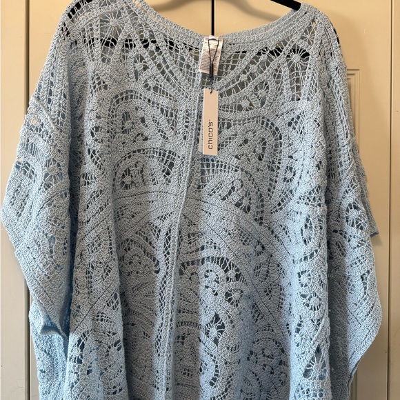 Chico's | Sweaters | Crochet Ponchoside Arm Openingside Slits | Poshmark